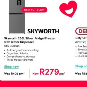 Refrigerator deals at Teljoy valid to 29.02 | Check at Allcatalogues.co.za